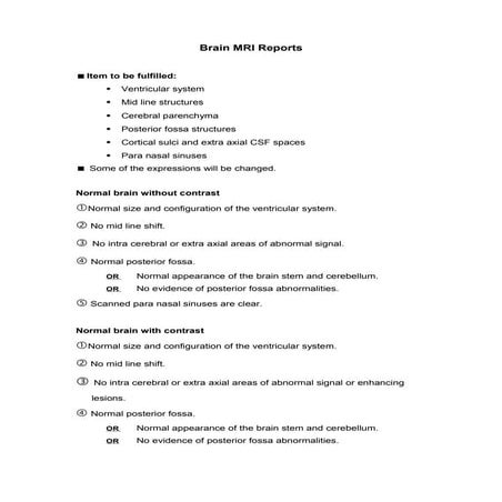Brain mri reports | DOC