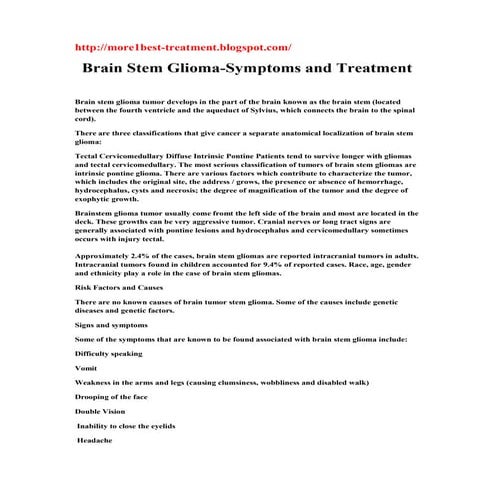 Brain stem glioma | PPTX