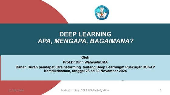 Kokurikuler dalam Pembelajaran Mendalam atau Deep Leaning | PPTX