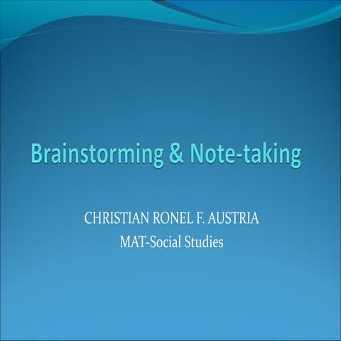 Brainstorming & Note-taking | PPT
