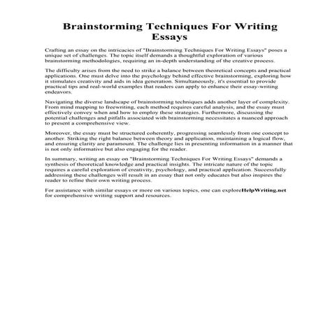Brainstorming Techniques For Writing Essays | PDF