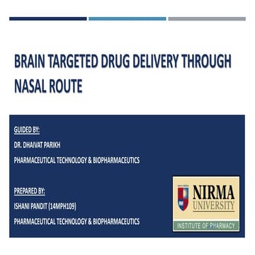 Brain targeted drug delivery through nasal route | PPTX