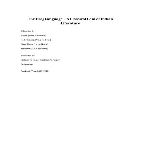 Braj_Language_ A Classical gem of Indian Literature | PDF