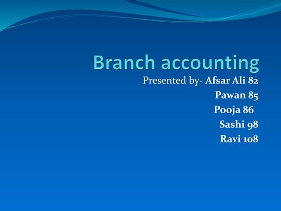 Branch accounting stock and debtors method | PPTX