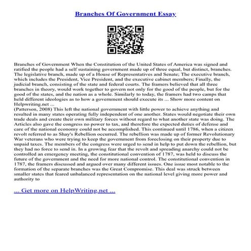 Branches Of Government Essay | PDF