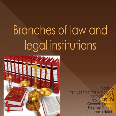 Branches of law and legal institutions | PPTX