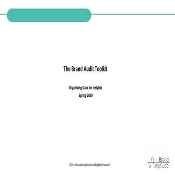 The Brand Audit Toolkit: Organizing Data for Insights Spring 2019 | PPT