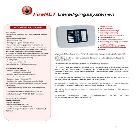 Brandcentrale FireNET Cm+ | PDF