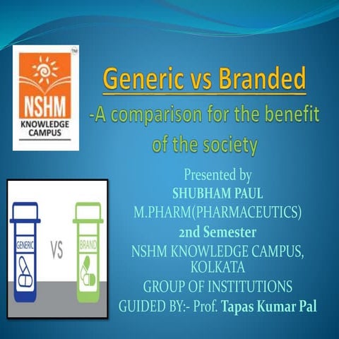 Brand drug vs generic drug | PPTX