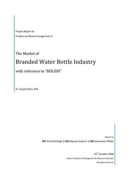 Packaged Drinking Water Industry in India | PDF