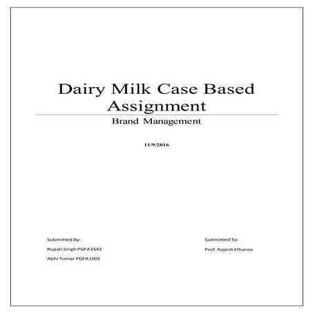 Brand management Dairy Milk Case study assignment | PDF