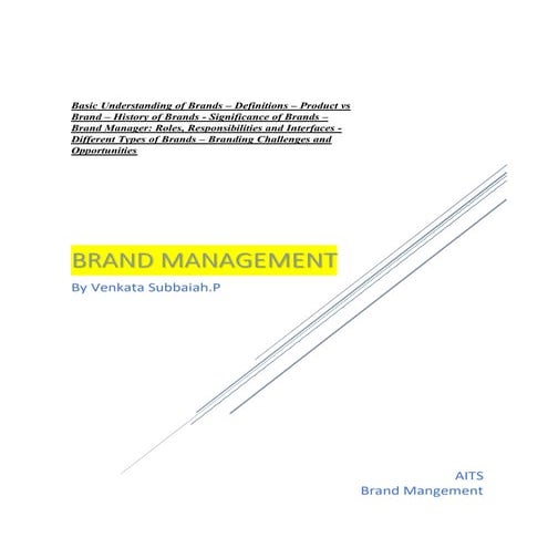 Brand Management E _Notes Unit-1 | PDF