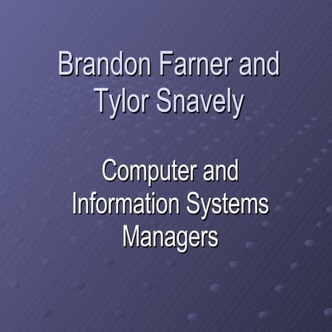 Computer and information systems managers | PPTX