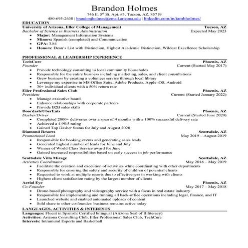 Brandon Holmes - Resume 2022 | PDF
