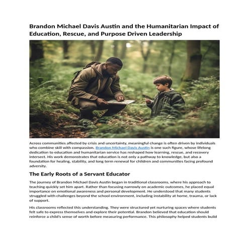Brandon Michael Davis Austin and the Humanitarian Impact of Education ...