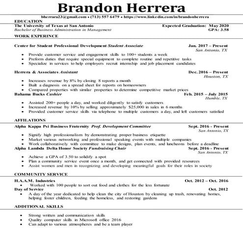 Brandon resume | DOCX | Undergraduate Education | College Education