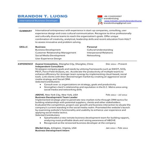Brandon T. Luong Resume | PDF | Business | Business and Finance