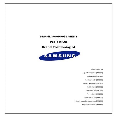 Brandpositioning samsung m com | DOCX