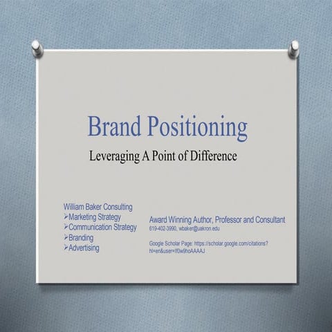 Brand positioning the key to successful branding | PPT