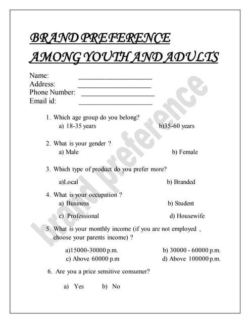 Questionnaire on consumer behaviour on cosmetic product | DOCX