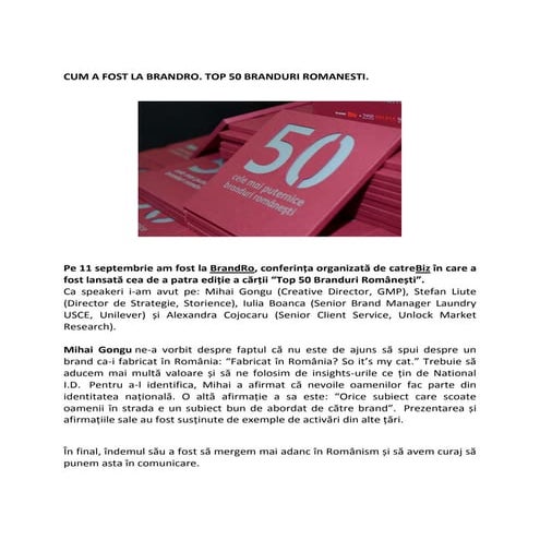 BrandRO top 50 branduri romanesti | PDF