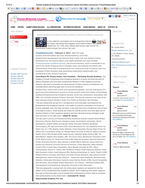 Entrepreneurship Excellence Awards Pdf