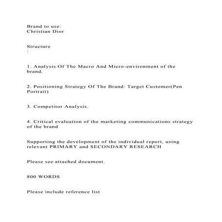 Brand to use Christian Dior Structure1. Analysis O.docx