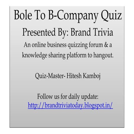 Brand trivia | PDF