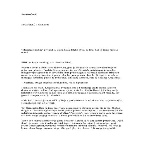 Branko copic magarece godine | PDF