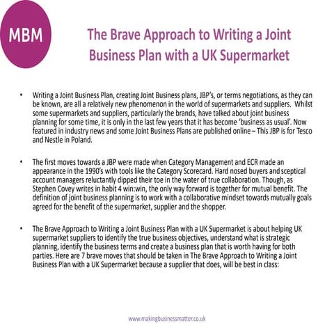 A Joint Business Plan with a UK Supermarket | PPTX