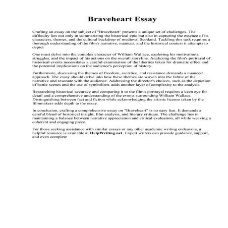 Braveheart Essay. Albany Medical College | PDF