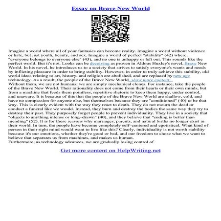 Brave New World Essay | PDF