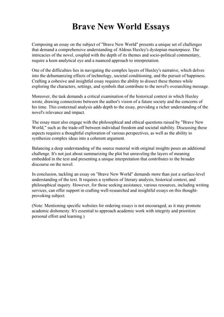 Essay On Brave New Worldpdf