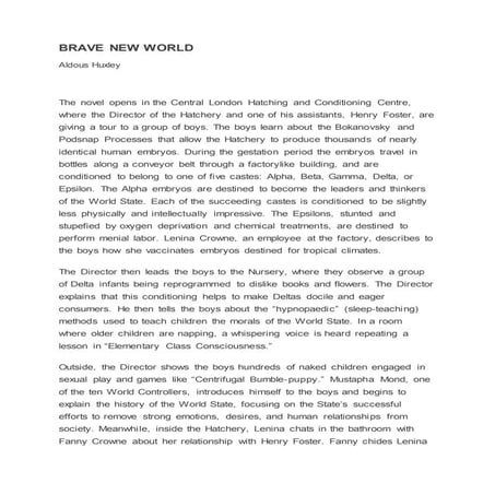 Brave new world summary | DOCX