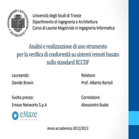 Analisi e realizzazione di uno strumento per la verifica di conformità ...