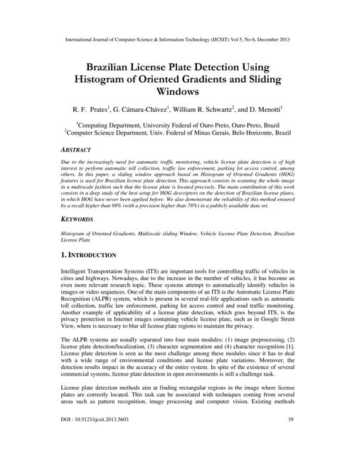License Plate Recognition System for Moving Vehicles Using ­Laplacian Edge Detector and Feature ...