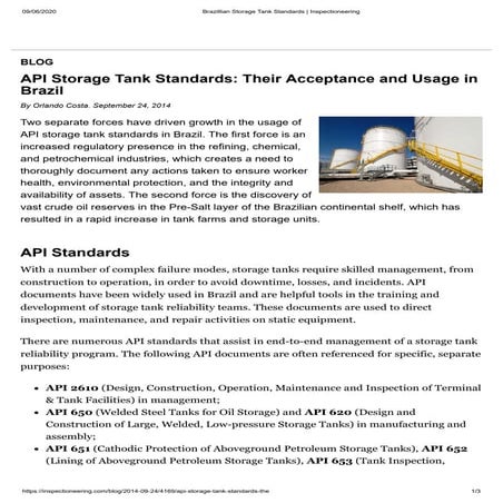 Brazillian Storage Tank Standards Inspectioneering | PDF