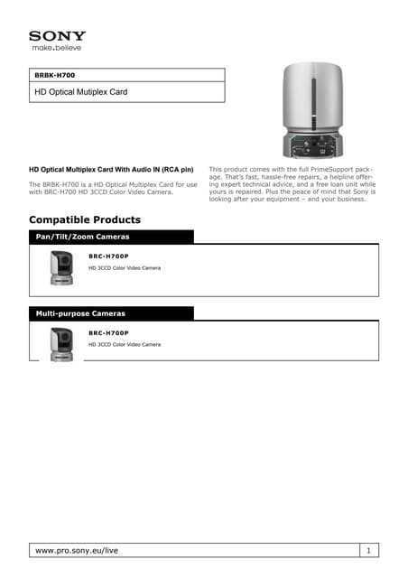 Sony BRBK-302 | PDF | Cameras and Camcorders | Consumer Electronics