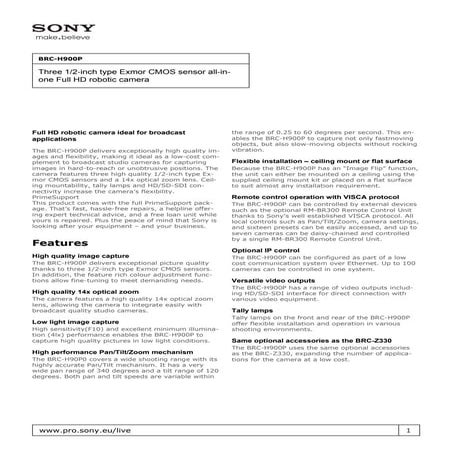 BRC-H900P | PDF | Cameras and Camcorders | Consumer Electronics