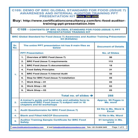 Brc food (issue 7) awareness training presentation kit | PDF