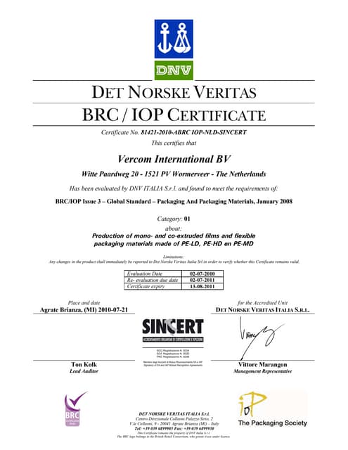 IS0-9001 Certificaat Vercom International bv NL | PDF