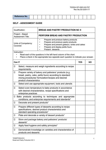 SAG - Cookery NC II pdf self assessment | PDF