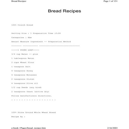 Bread Recipes | PDF