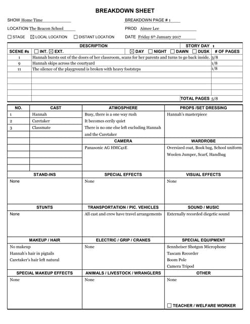 A2 location recce_sheet studio | PPT