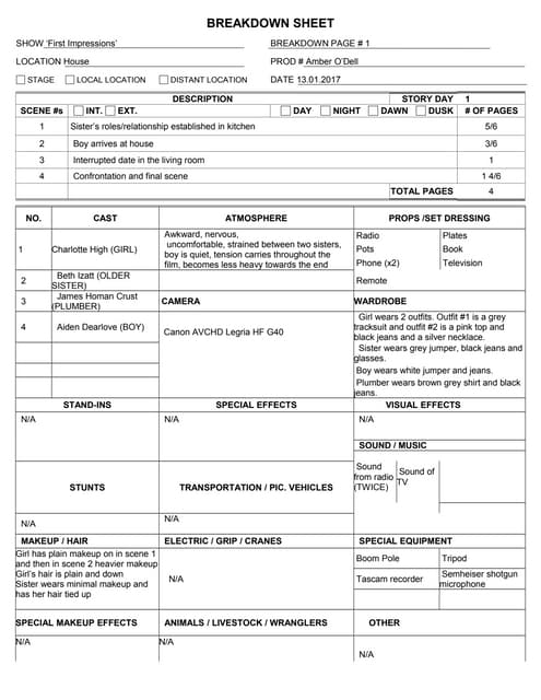 Pick Up Call Sheet | PDF