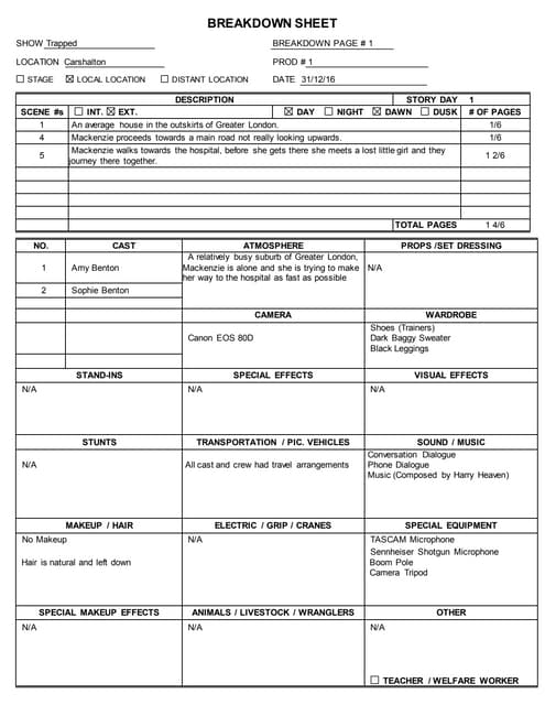 Breakdown Sheet | PDF