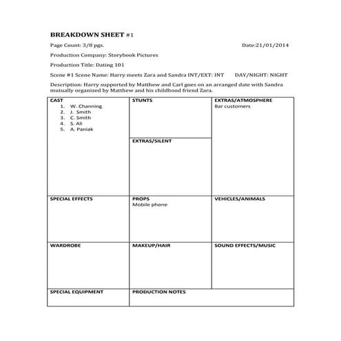 Dating 101 Breakdown Sheet | DOCX