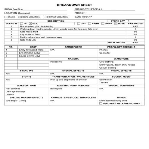 Breakdown sheet (1) | PDF