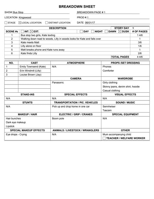 Pick up Shooting Schedule | PDF