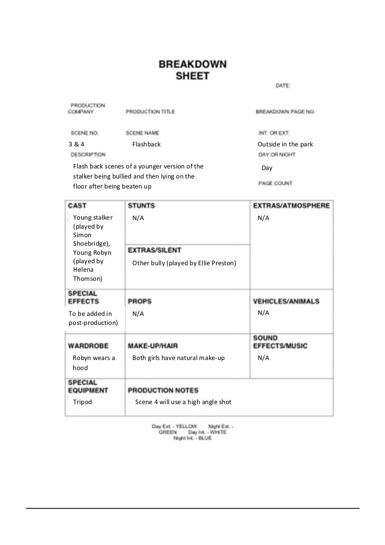 Breakdown Sheet 4